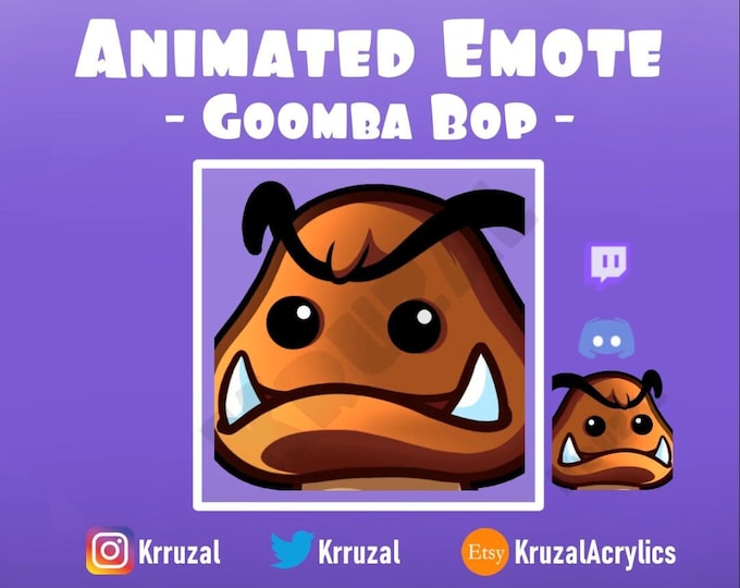 Twitch Goomba Mario Bop Animated Emote | Emote Mario Goombas | Mario ...