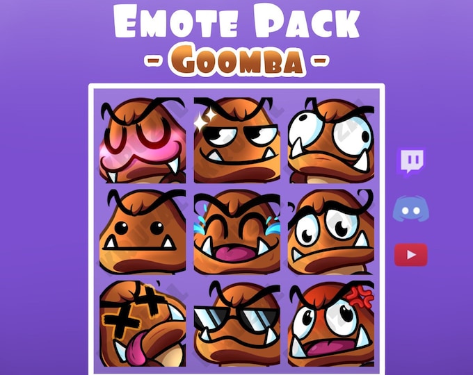 Emote Pack Goombas Mario Twitch | Emote Mario Goombas | Mario Emote ...