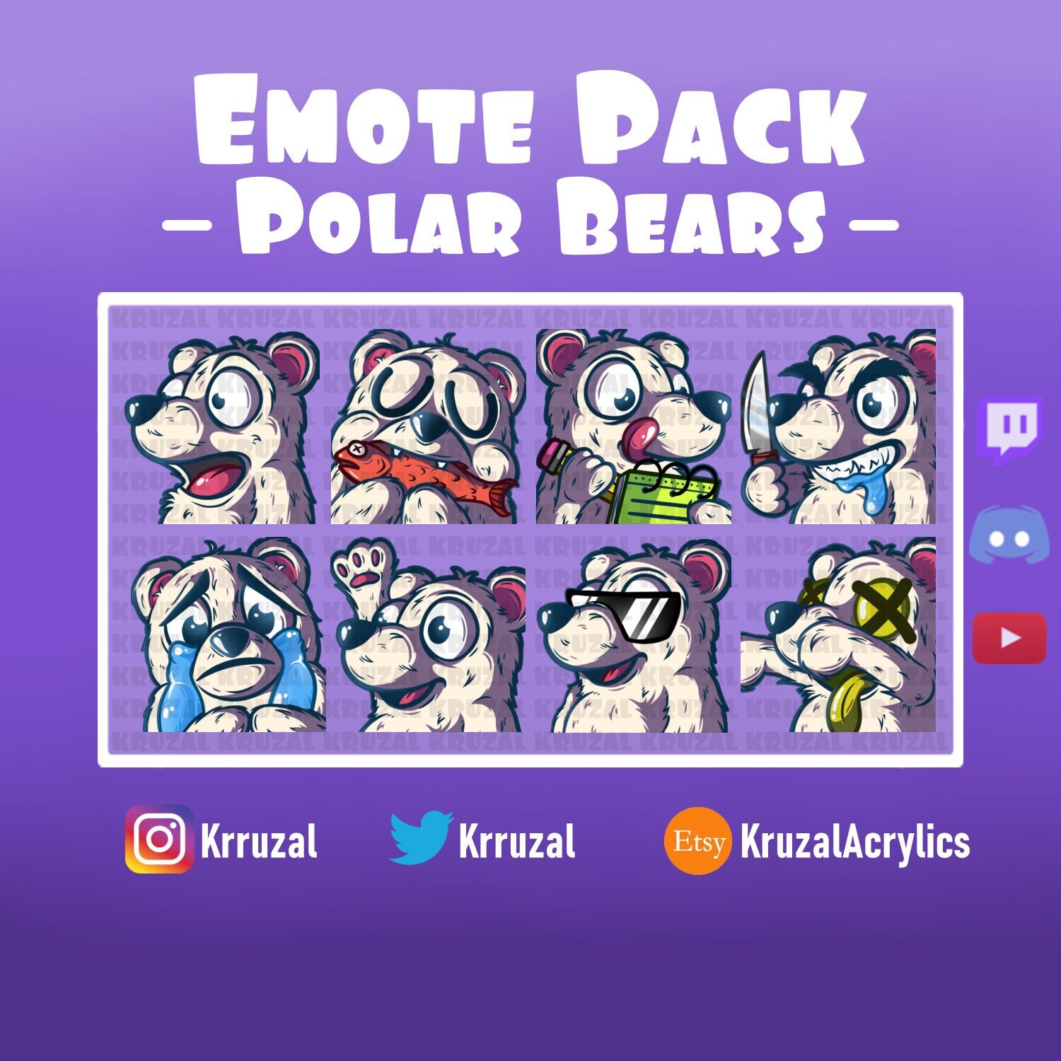 Polar Bear Emotes X8 | Pack Emotes Twitch | Emote Twitch | Emote ...