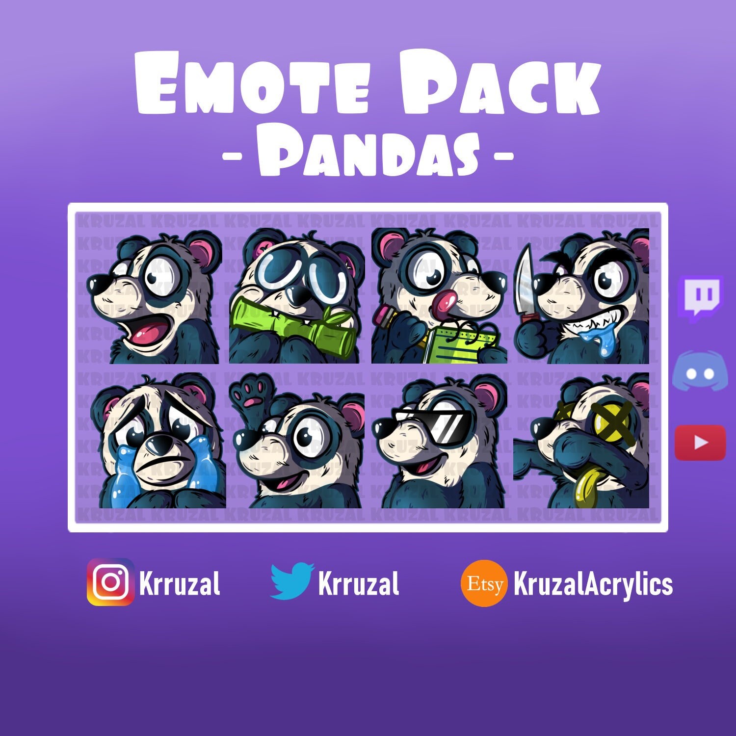 Panda Emotes X8 Pack Emotes Twitch Emote Twitch Emote Discord Emote ...