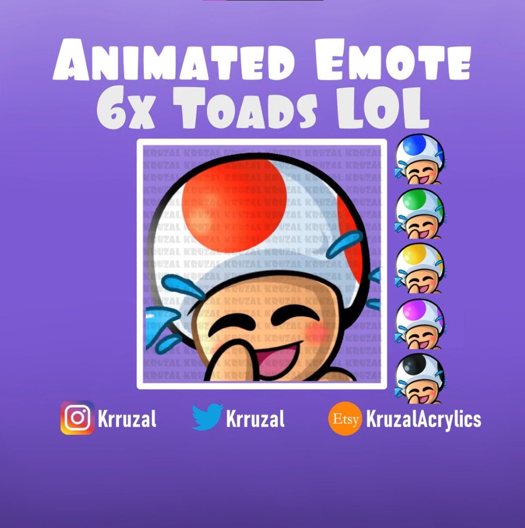 Twitch Toad Mario 6x Colors Animated Emote | Emote Mario Toad | Mario ...