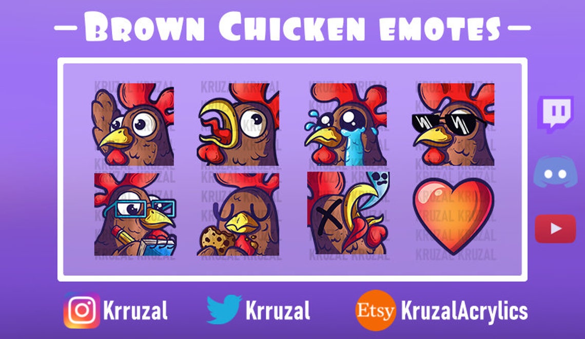 Brown Chicken Emotes X8 | Pack Emotes Twitch | Emote Twitch | Emotes ...