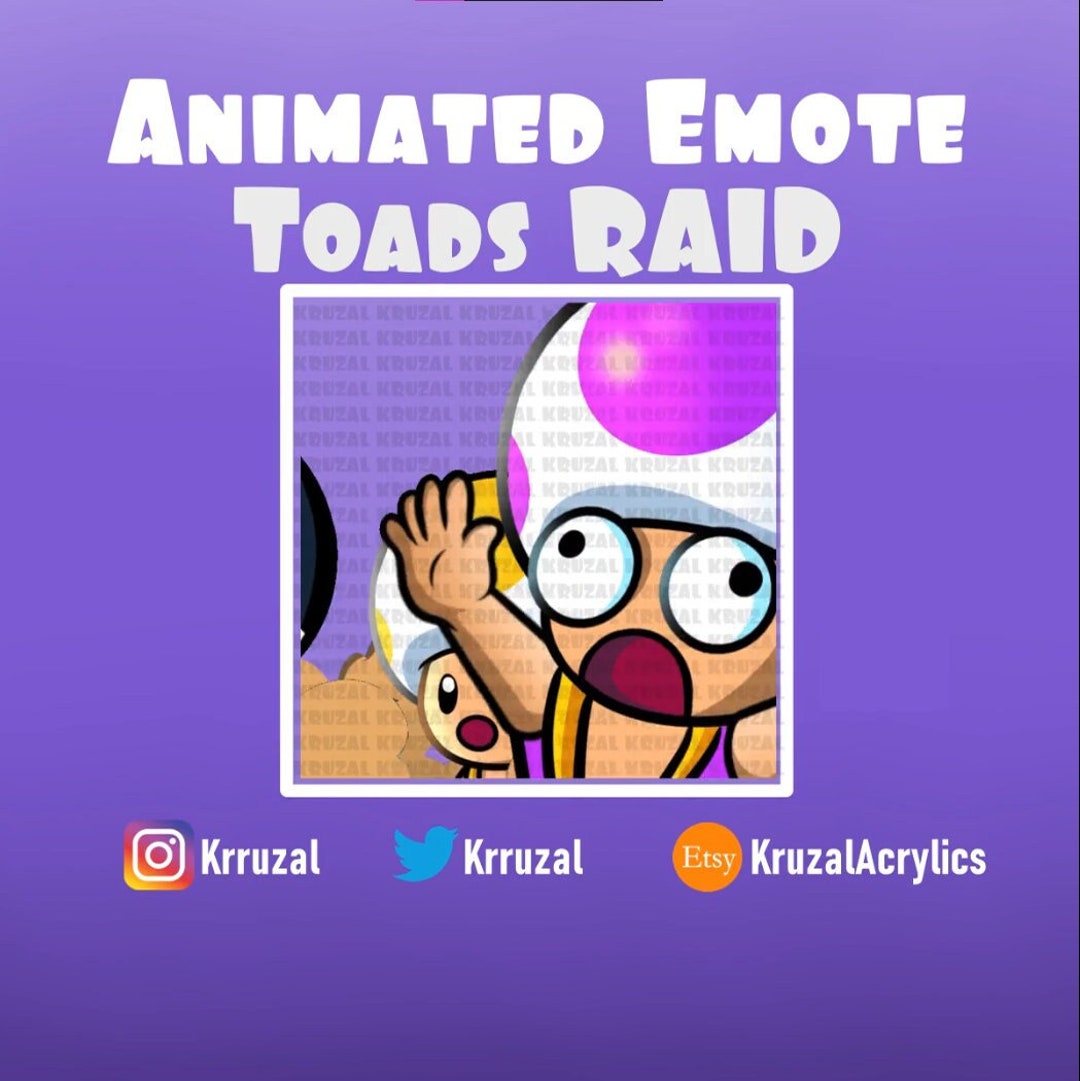 Twitch Toad Mario Raid Animated Emote | Emote Mario Toad | Mario Emote ...