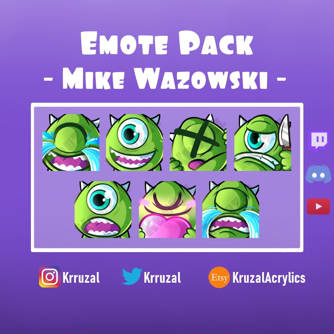 Twitch Mike Wazowski Pack Emotes | Emote Monsters Inc | Mike Emote ...
