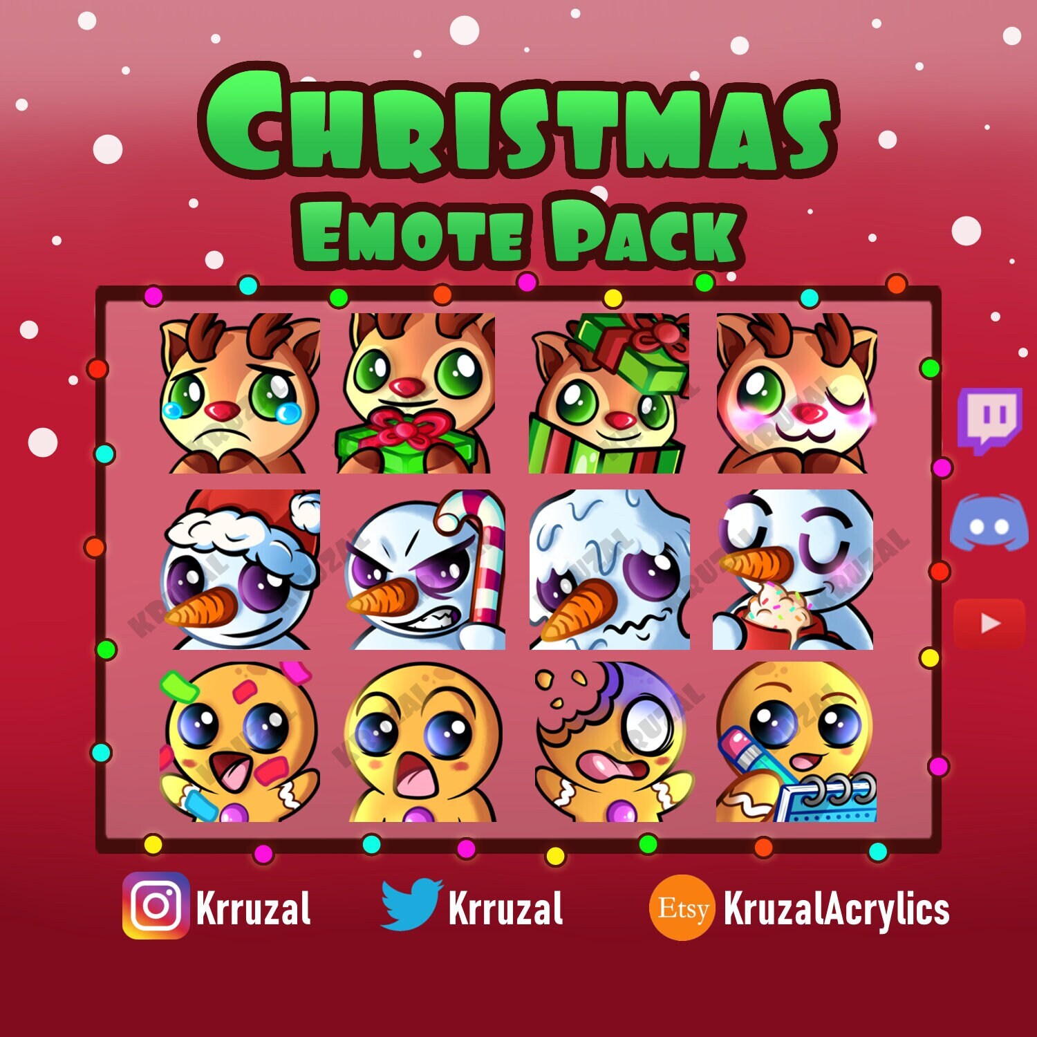 Emote Pack Christmas X12 Twitch | Emote Xmas Discord | Gingerbread Man ...