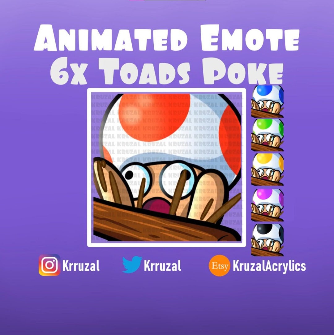 Twitch Toad Mario 6x Colors Animated Emote | Emote Poke Mario Toad ...