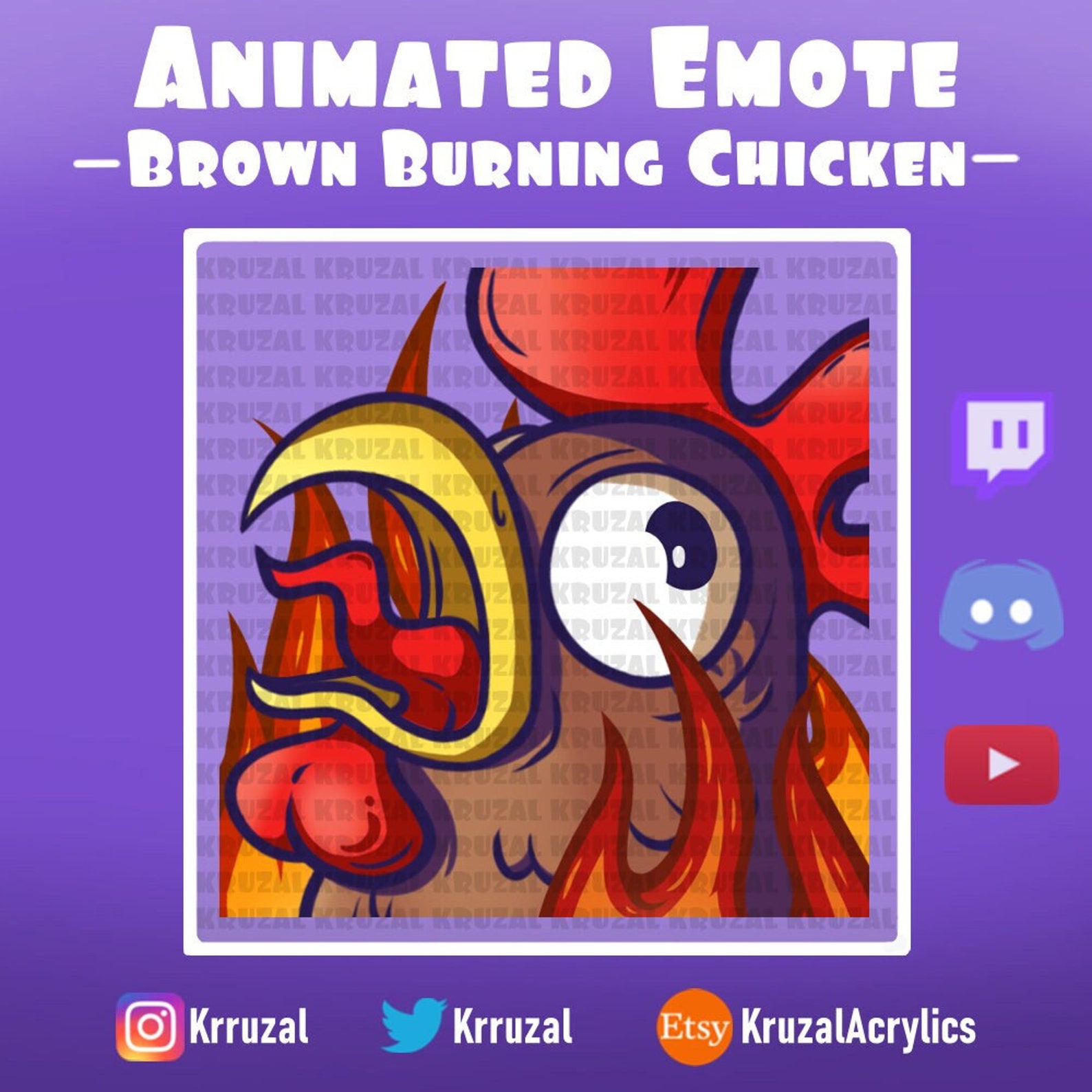 Twitch Animated Emote | Panic Chicken | Emote Fire | Chicken | Roaster ...