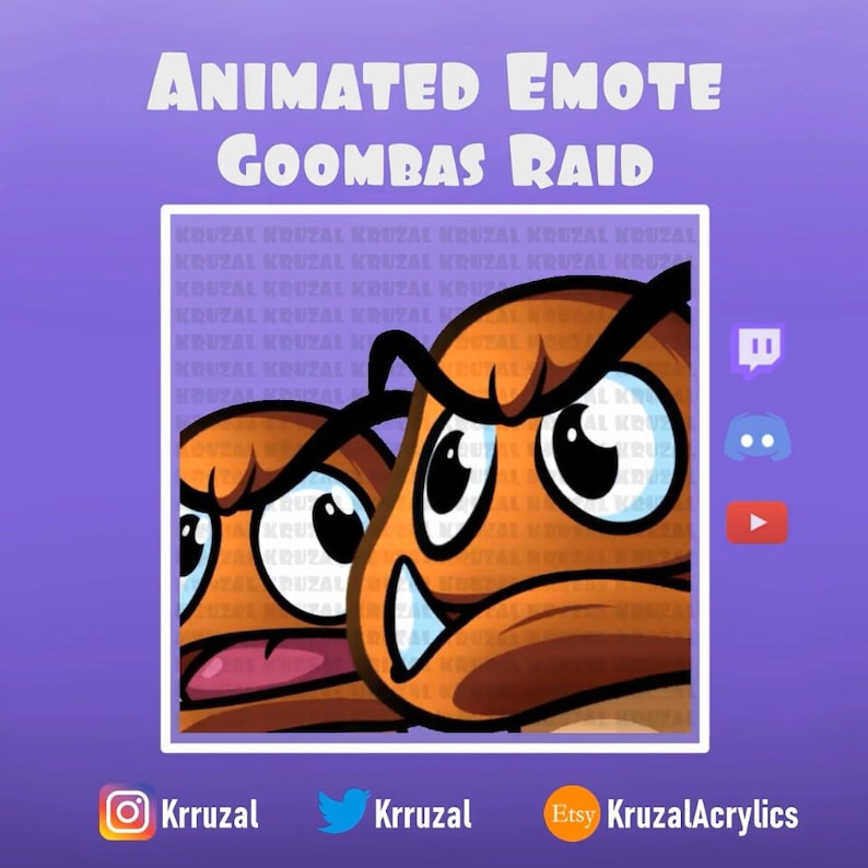 Twitch Goomba Mario Raid Animated Emote | Emote Mario Goombas | Mario ...