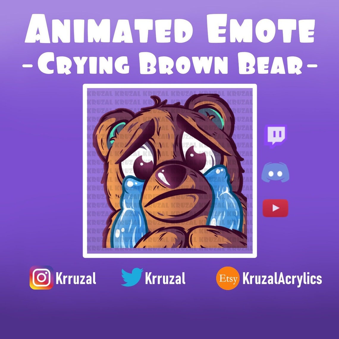Twitch Animated Emote | Crying Bear | Emote Cry Bear | Bear Emote ...