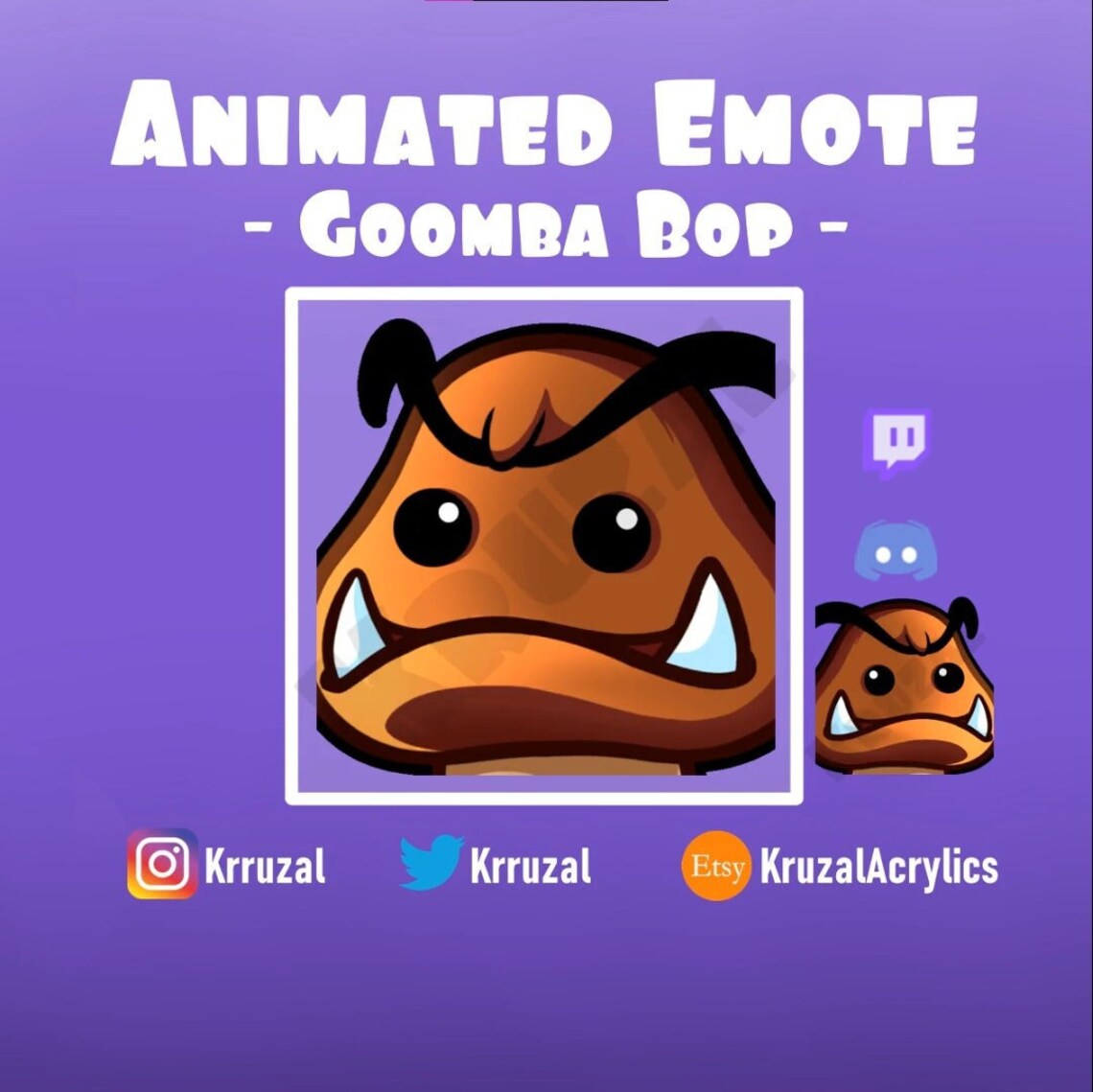 Twitch Goomba Mario Bop Animated Emote | Emote Mario Goombas | Mario ...