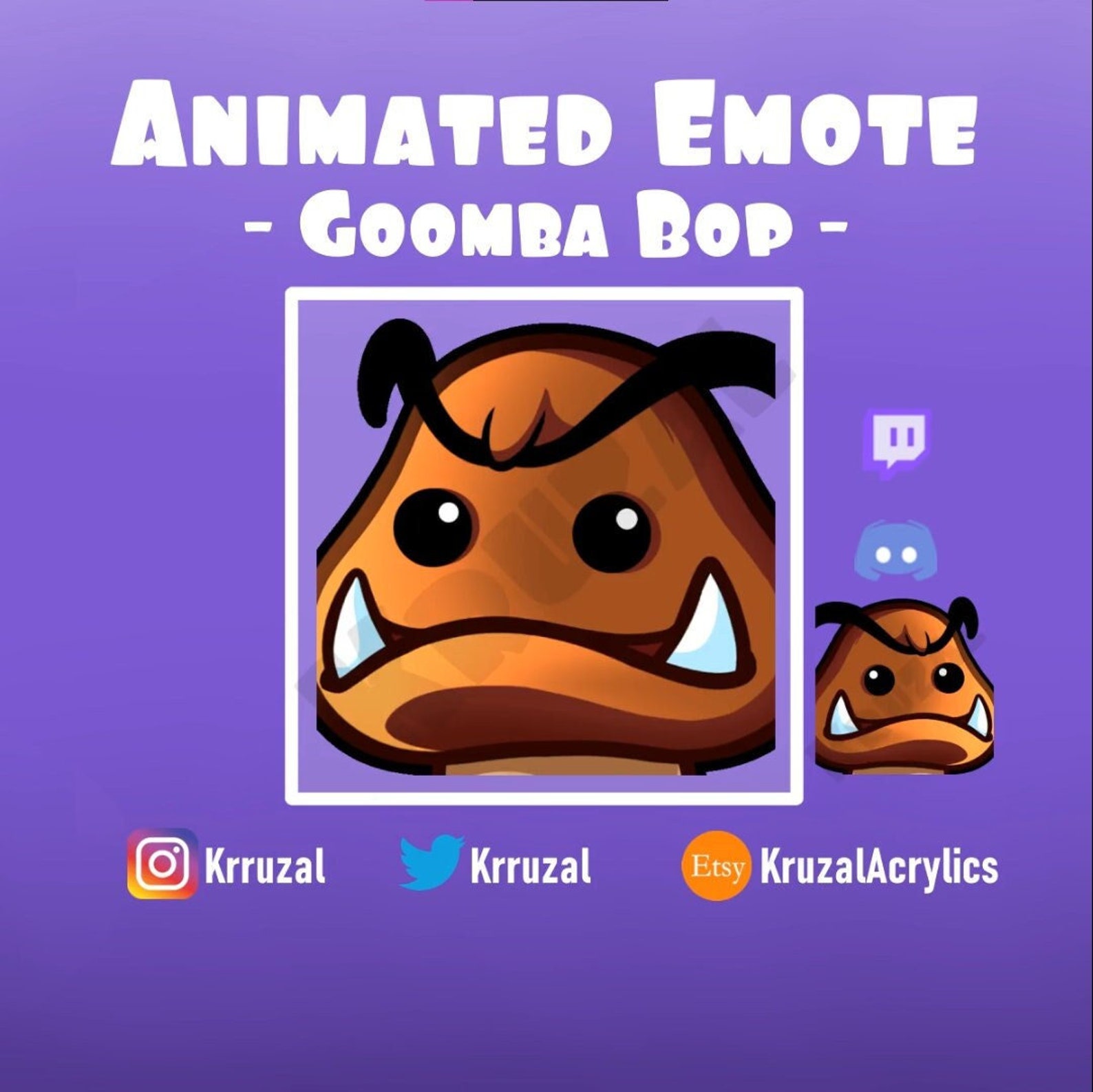 Twitch Goomba Mario Bop Animated Emote | Emote Mario Goombas | Mario ...