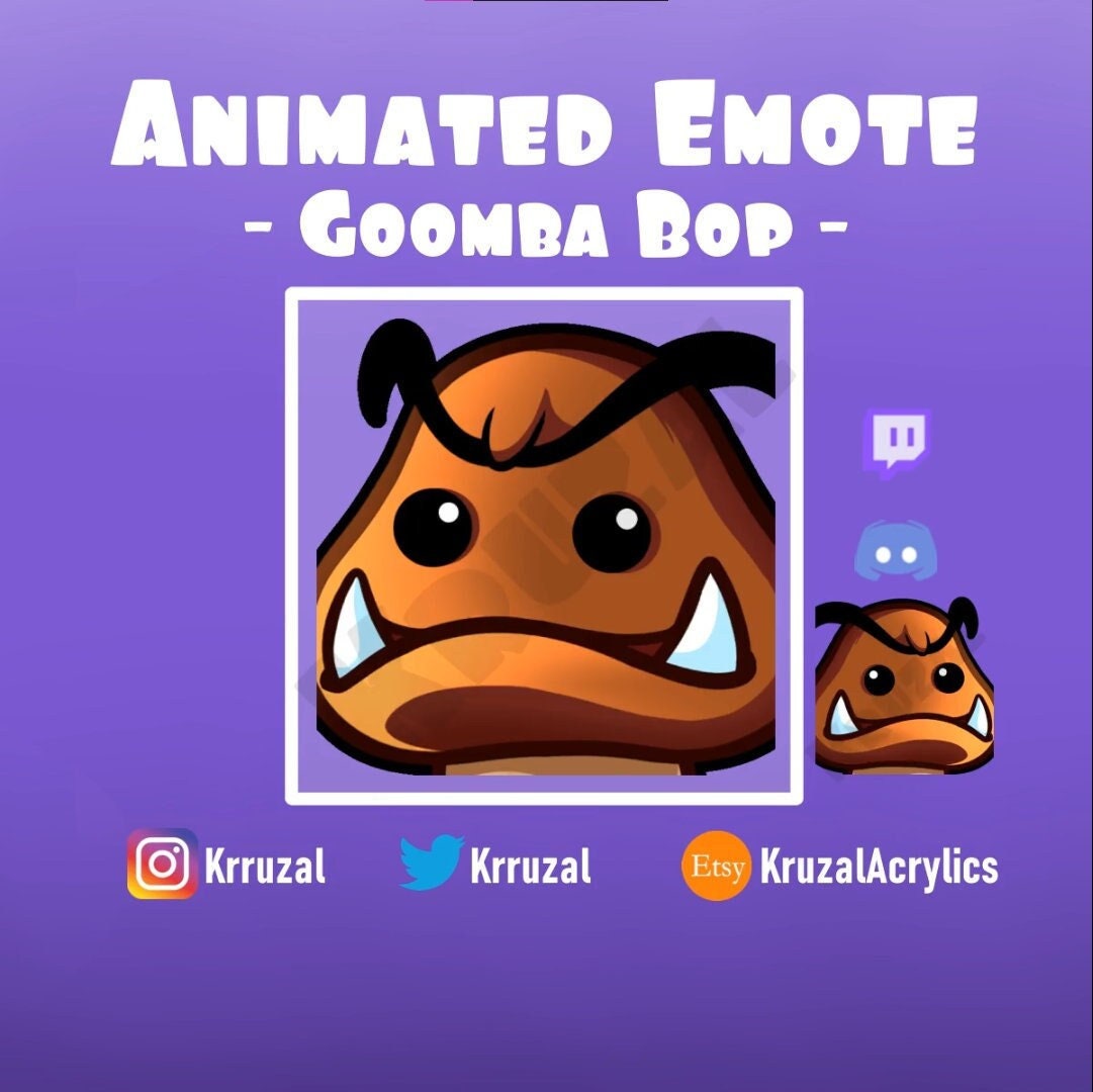 Twitch Goomba Mario Bop Animated Emote | Emote Mario Goombas | Mario ...