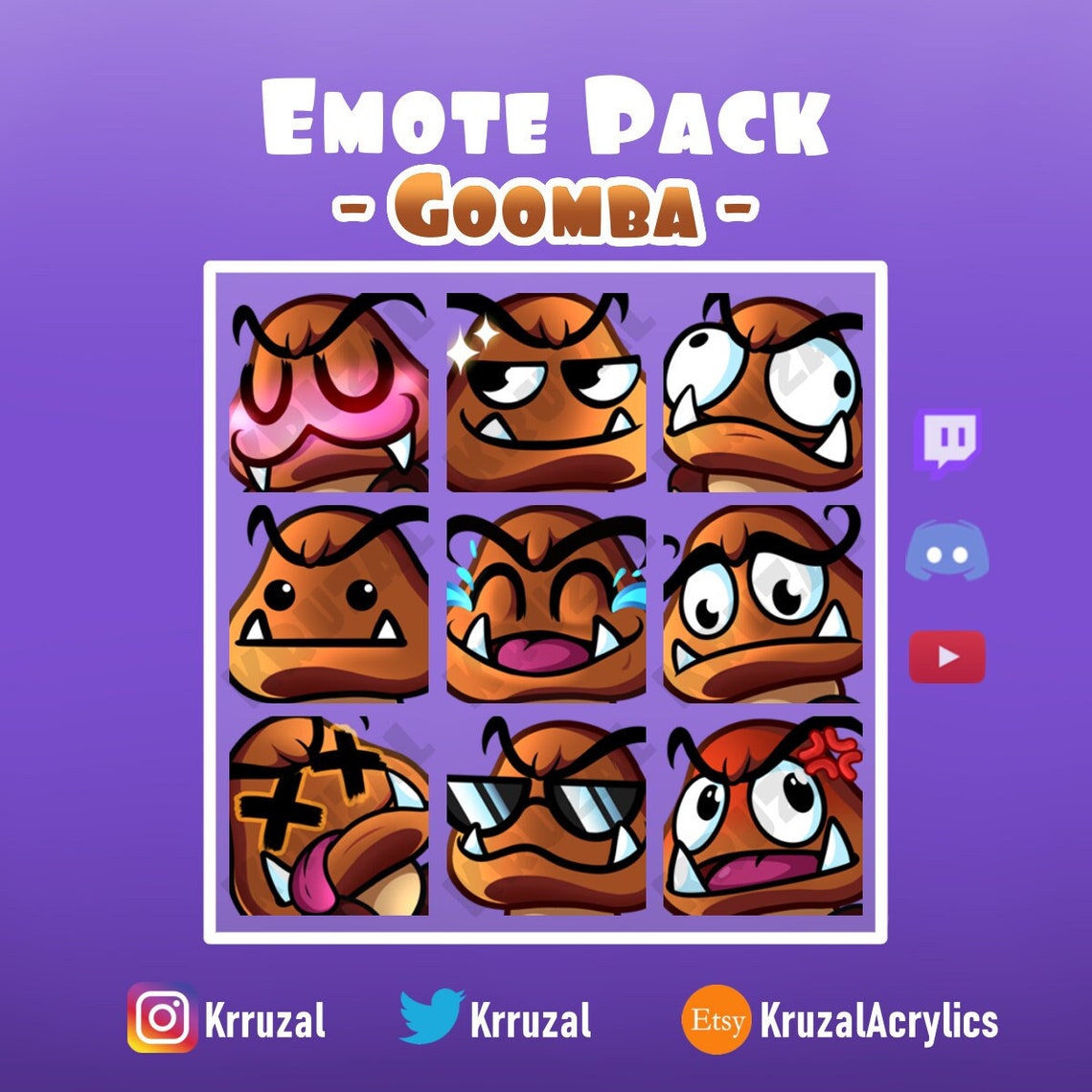 Emote Pack Goombas Mario Twitch | Emote Mario Goombas | Mario Emote ...