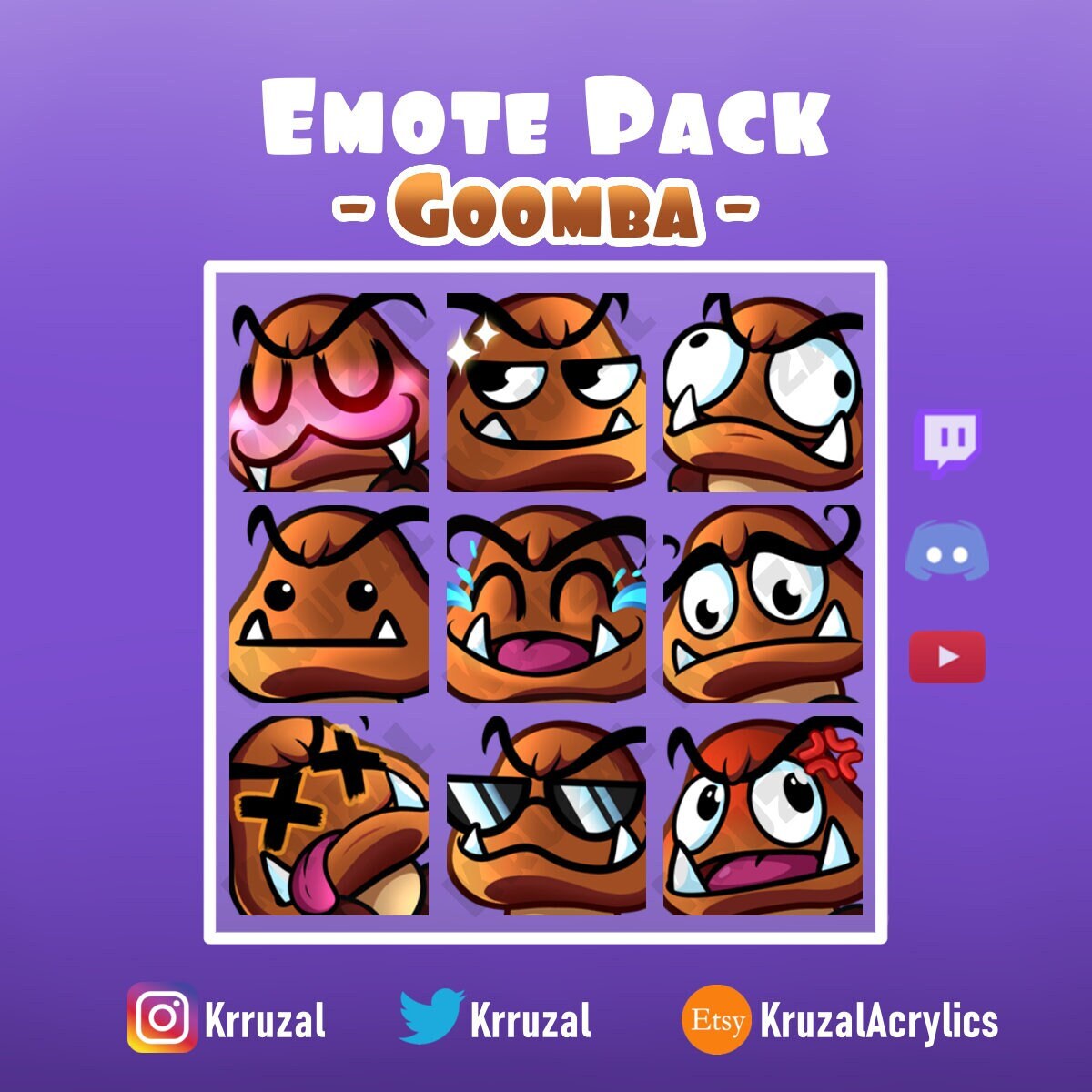 Emote Pack Goombas Mario Twitch | Emote Mario Goombas | Mario Emote ...