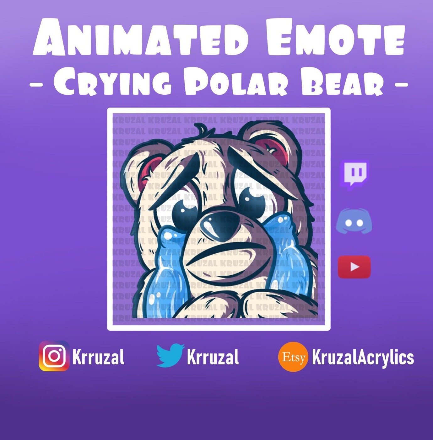 Twitch Animated Emote | Crying Polar Bear | Emote Cry Bear | Bear Emote ...