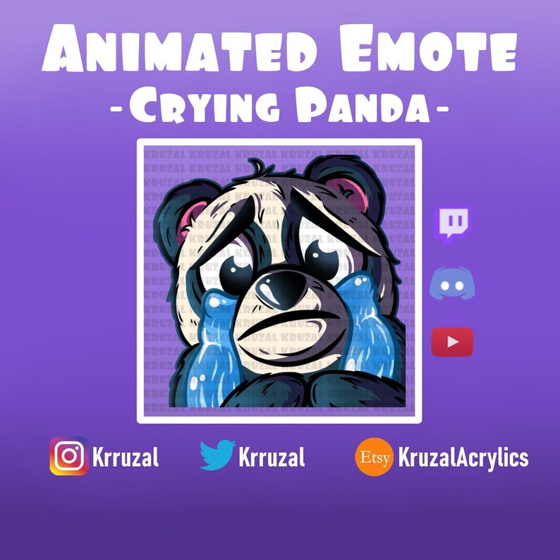 Twitch Animated Emote | Crying Panda | Emote Cry Panda | Panda Emote ...
