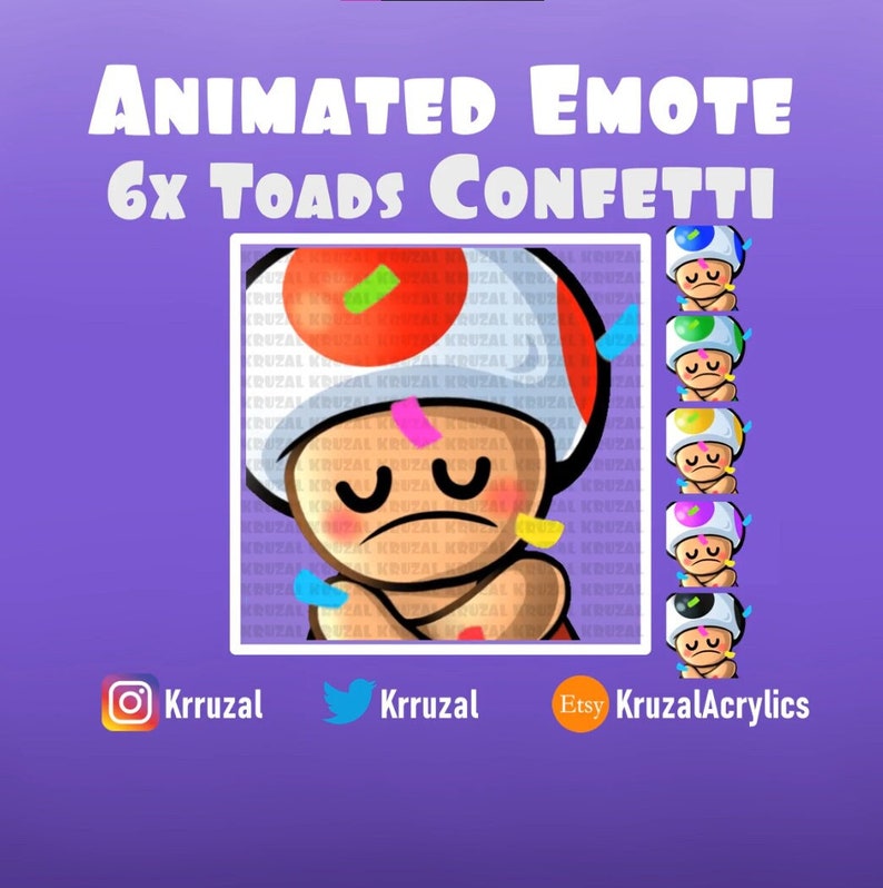 Twitch Toad Mario 6x Colors Animated Emote | Emote Mario Toad | Mario ...