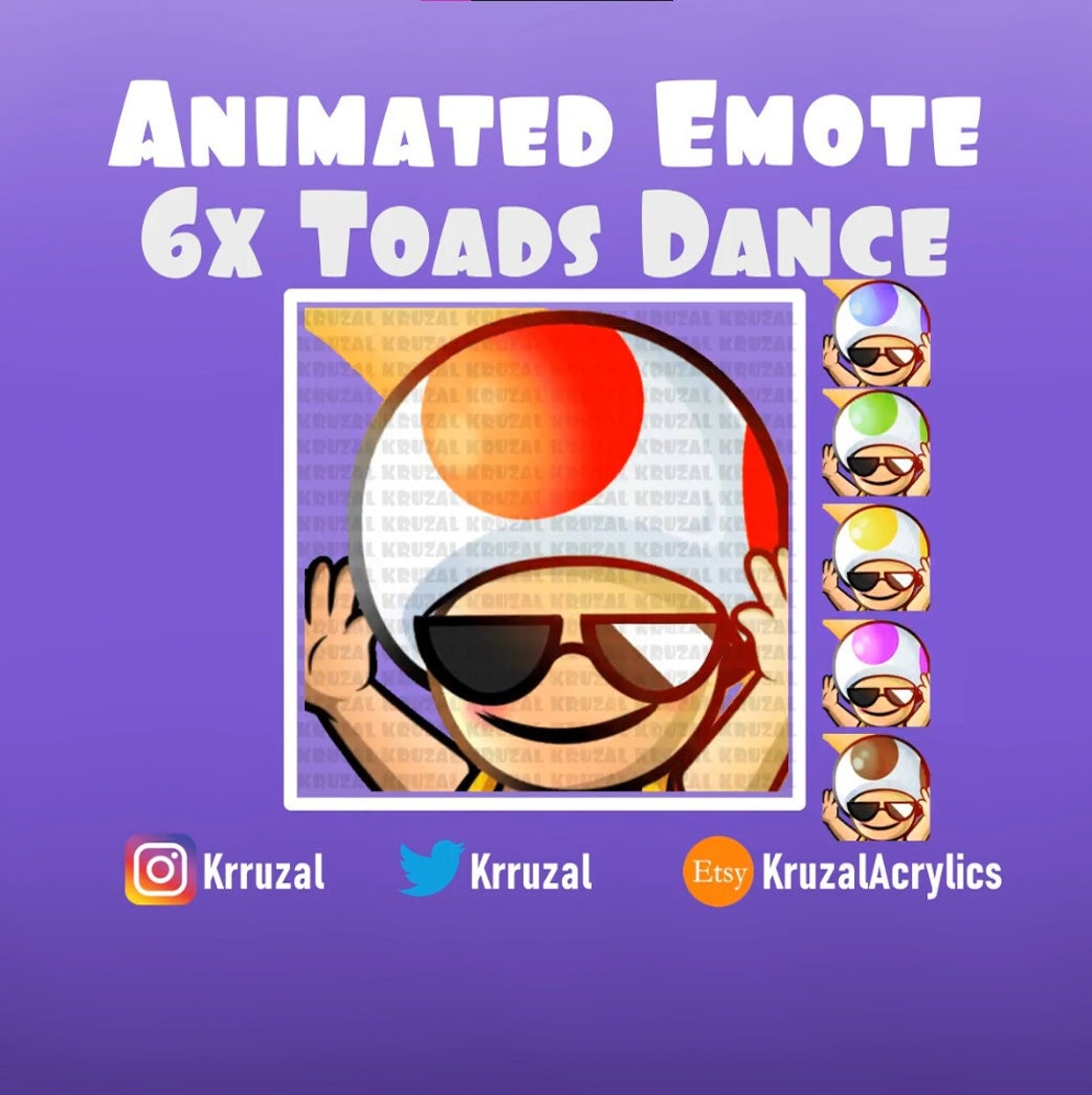 Twitch Toad Mario 6x Colors Animated Dance Emote | Emote Mario Toad ...