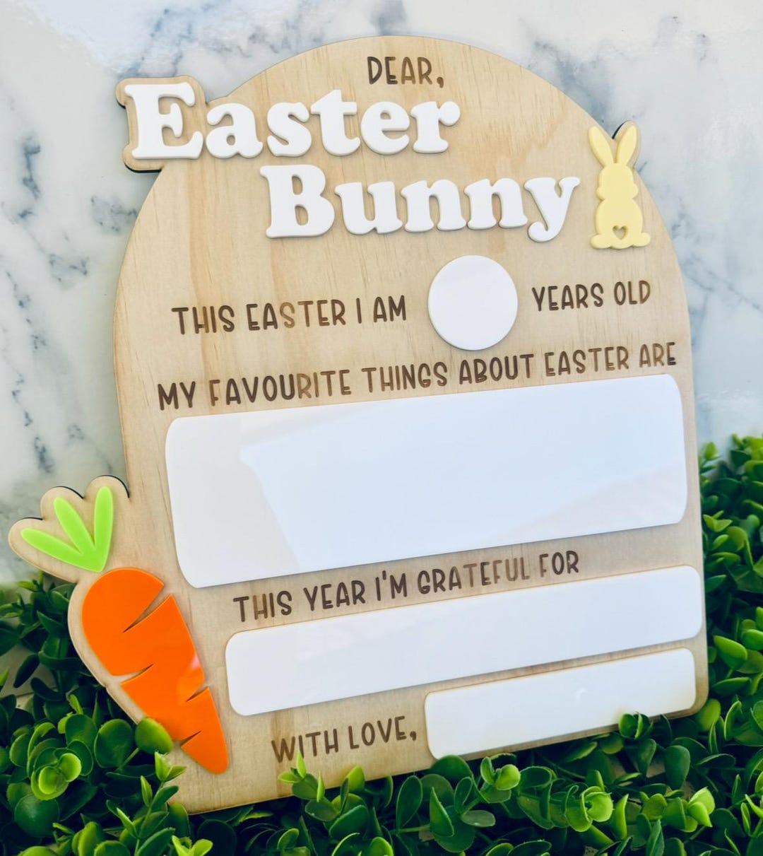 Editable Easter Bunny Sign | 3D Layered Easter Sign | Wood & Acrylic ...