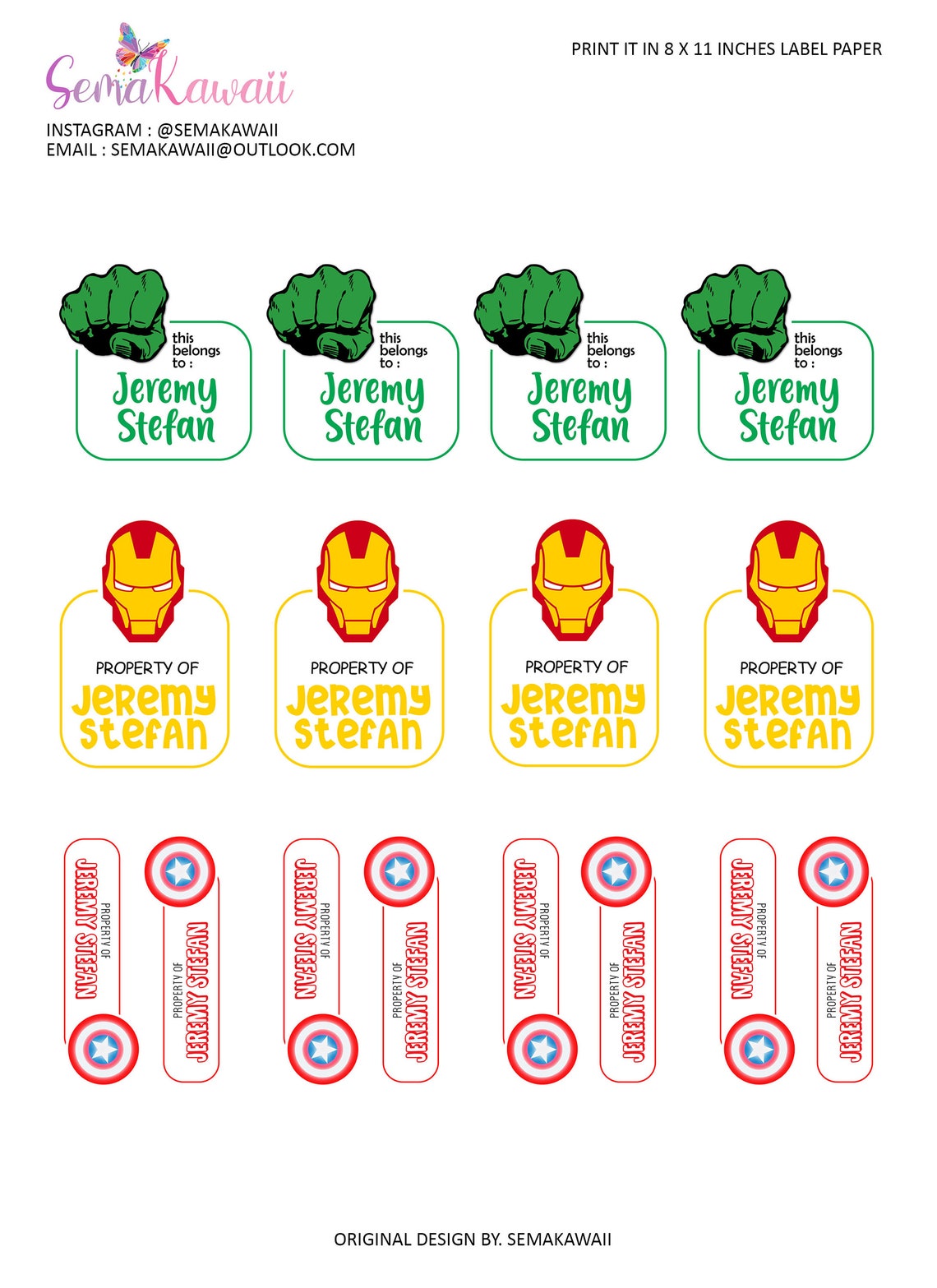 Printable Name Label Avengers Name Label Marvels School | Etsy