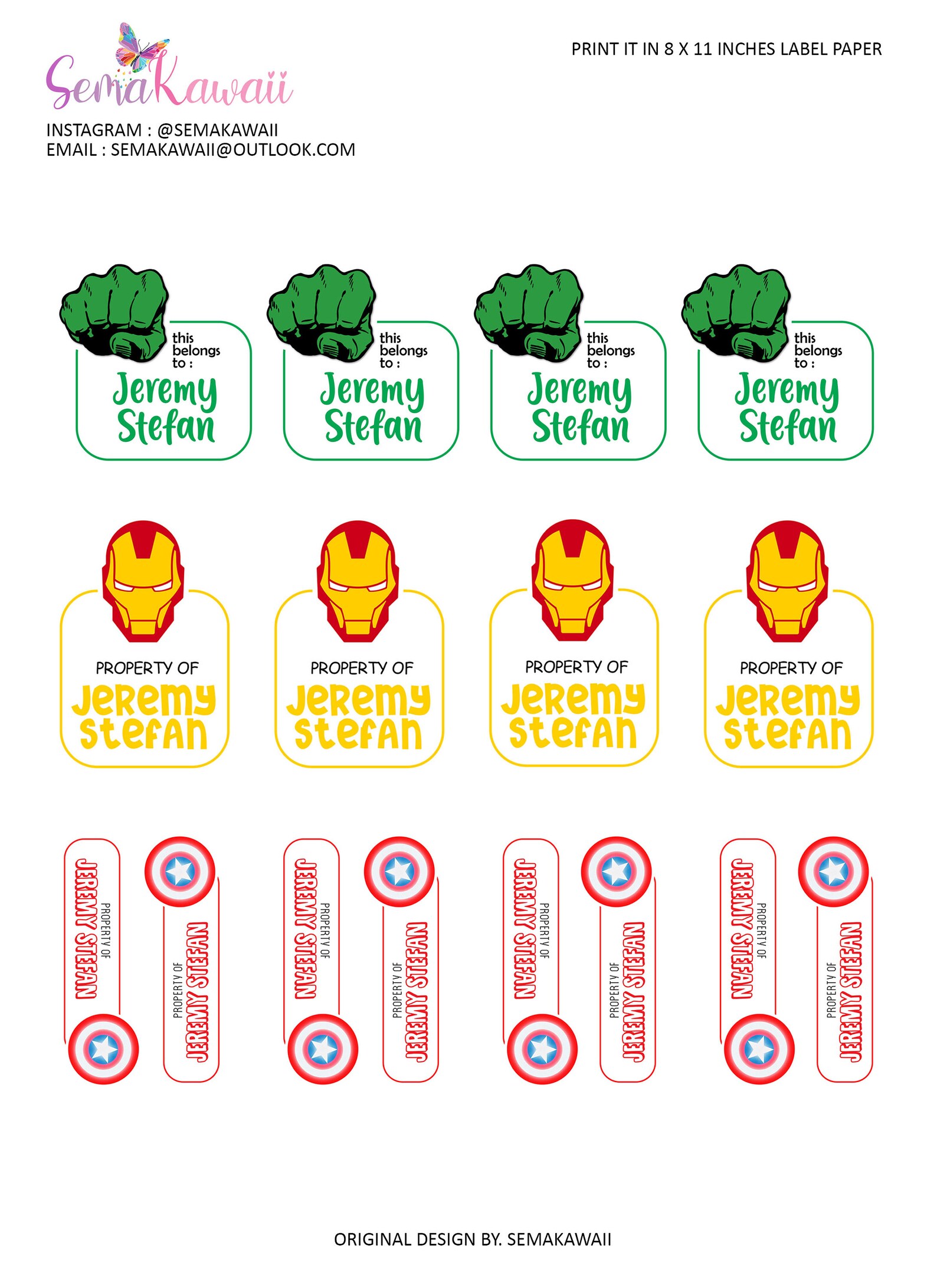Printable Name Label Avengers Name Label Marvels School | Etsy
