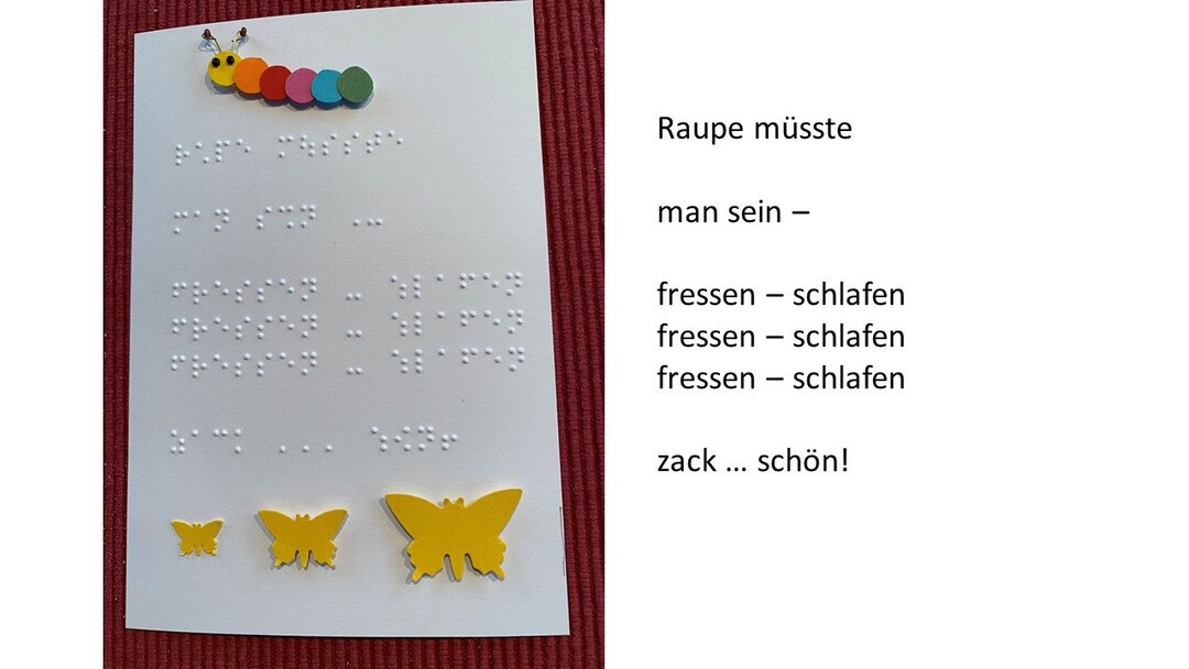Funny Saying Card in Braille, Tactile Card, 3D Caterpillar ...