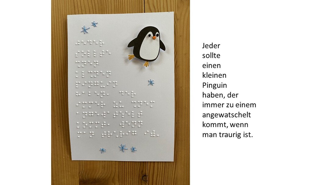 Braille Card, Penguin Saying Card, Consolation Card, Card to Feel ...
