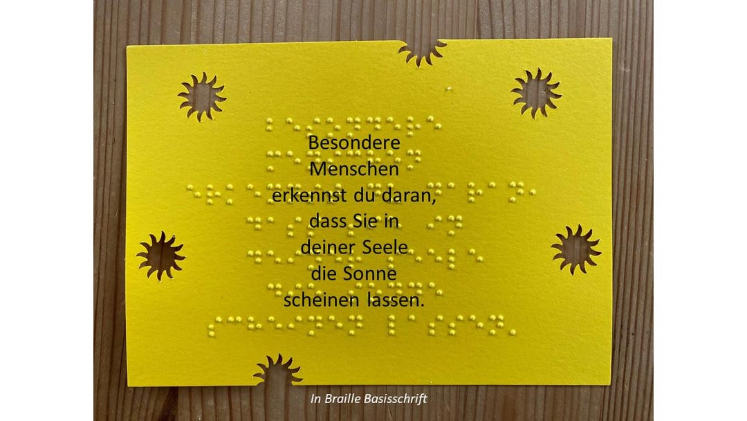 Yellow Braille/blind Script (basic Script) Greeting Card: "special ...