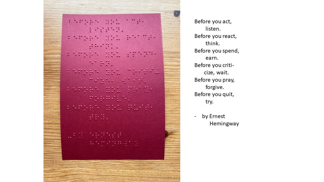 English Braille Card, Poem Card, Embossed Printing Card, Braille Grade ...