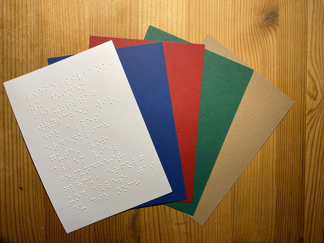 Braille / Braille Card C6 10.5 X 14.8 Cm With Desired Text in Braille ...