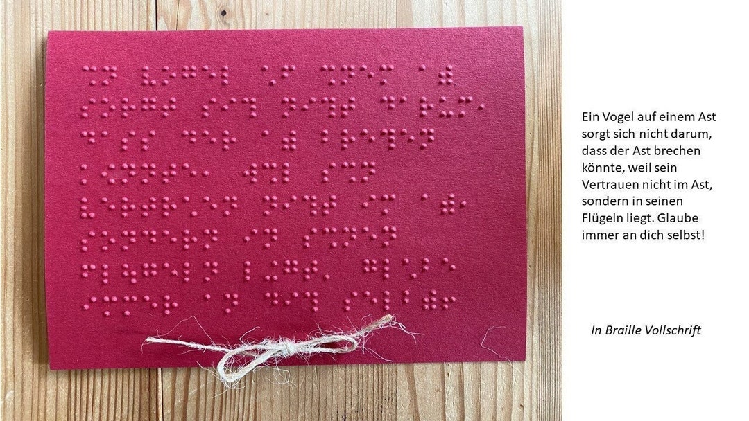 Braille (full Script) Saying Card: "a Bird on a Branch Does Not Worry ...