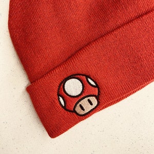 Nintendo Toad Power-up Mushroom Embroidered Beanie Hat, Super Mario ...