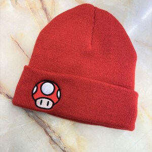 Nintendo Toad Power-up Mushroom Embroidered Beanie Hat, Super Mario ...