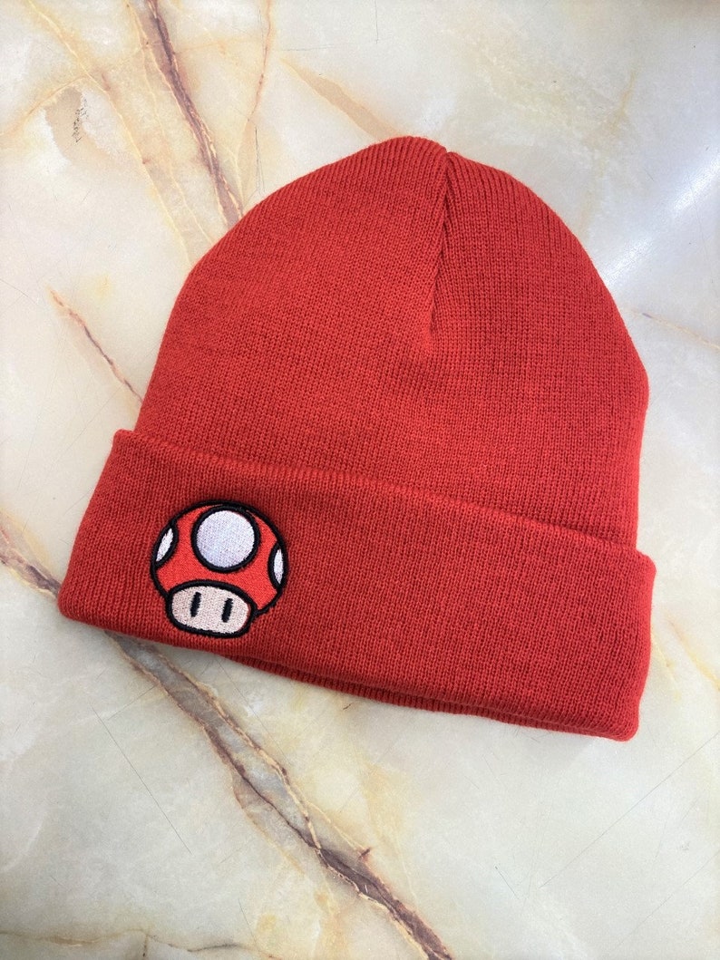 Nintendo Toad Power-up Mushroom Embroidered Beanie Hat, Super Mario ...