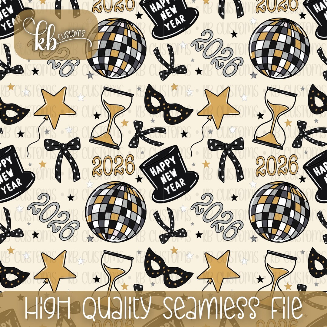 New Years Seamless, Newyears 2026 Seamless File, Digital Paper, New ...