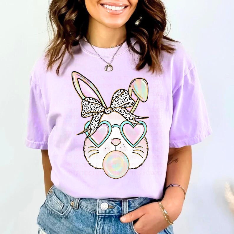 Easter Bunny Blowing a Bubble Png / Preppy Easter Bunny PNG File ...