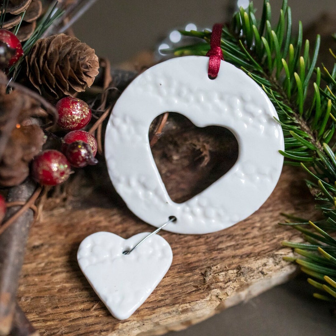 Porcelain Two Piece Heart Decoration - Etsy