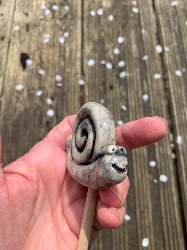 Ceramic Snail Garden Ornament - Cane Topper - Etsy