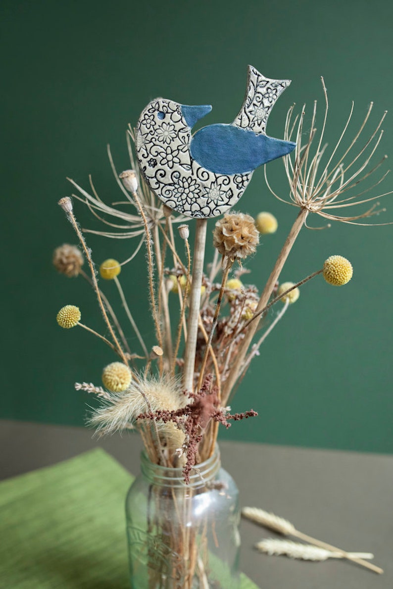 Ceramic Bird Garden Ornament / Cane Topper - Etsy
