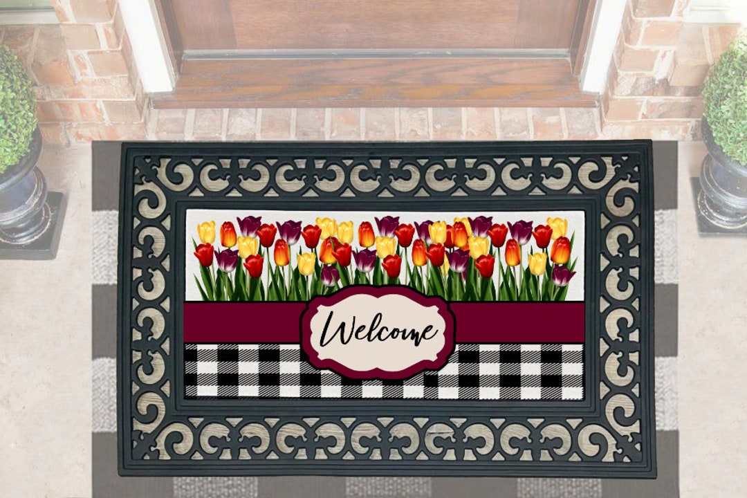 Welcome With Tulips Doormat Insert Digital Design for Sublimation - Etsy