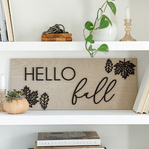 Hello Fall Sign, Seasonal Decor, Custom Wood Sign, 3D Sign ...
