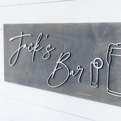Personalized Bar Sign Wooden Sign Gift Custom Wood Sign - Etsy