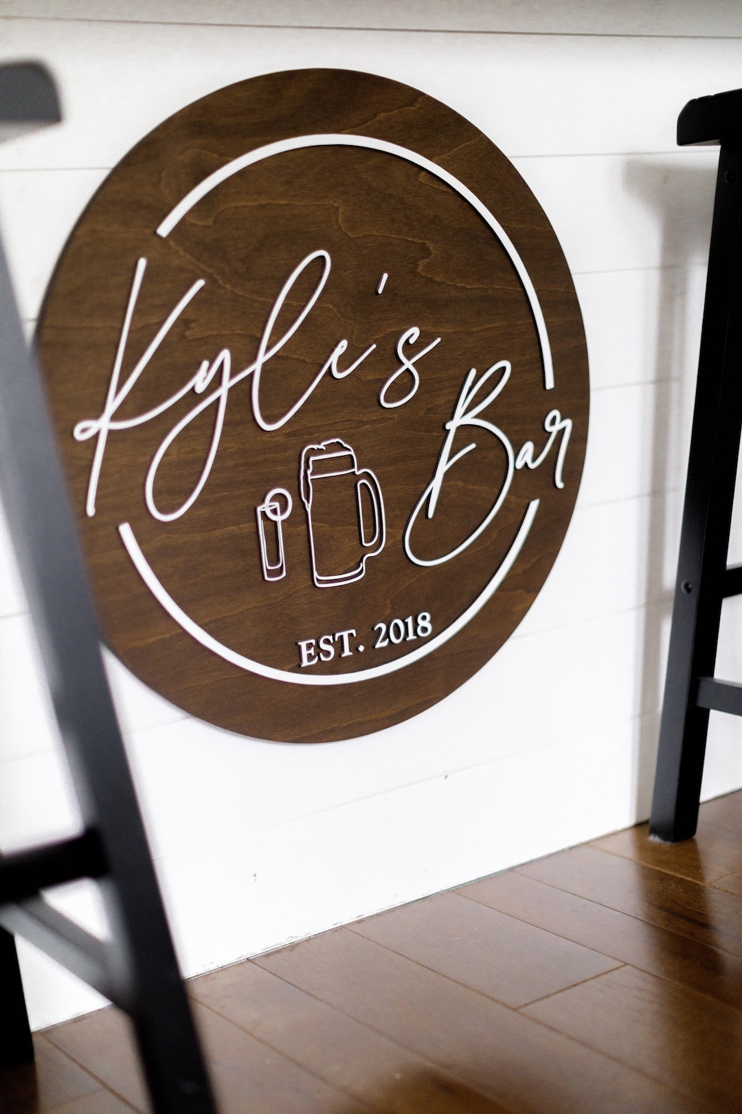 Custom Bar Sign, Personalized Man Cave Decor, Custom Circle Bar Name ...