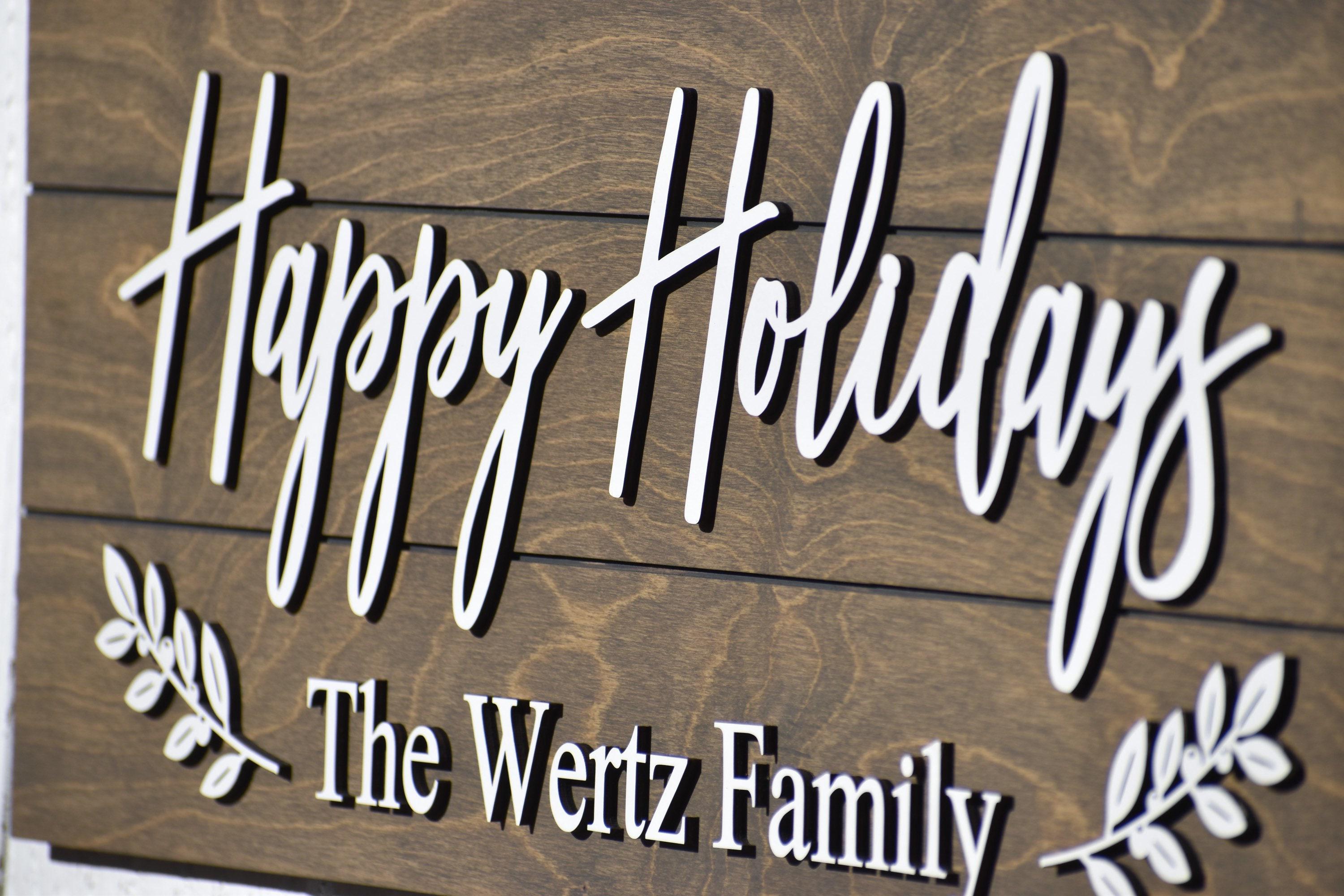 Custom Wood Sign - 3D Sign - Custom Christmas Gift - Happy Holidays ...
