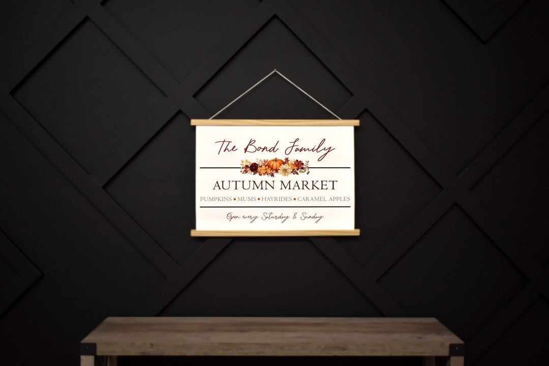 Autumn Market Sign Hanging Canvas Sign Wood Frame Sign Magnetic Canvas ...