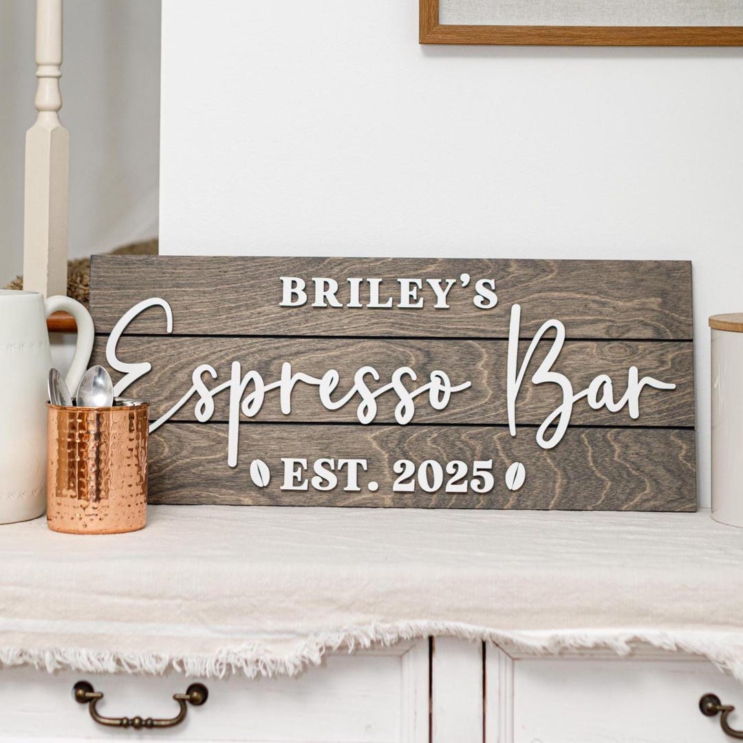 Espresso Bar Sign, Custom Wood Sign, 3D Sign, Personalized Gift, Coffee ...