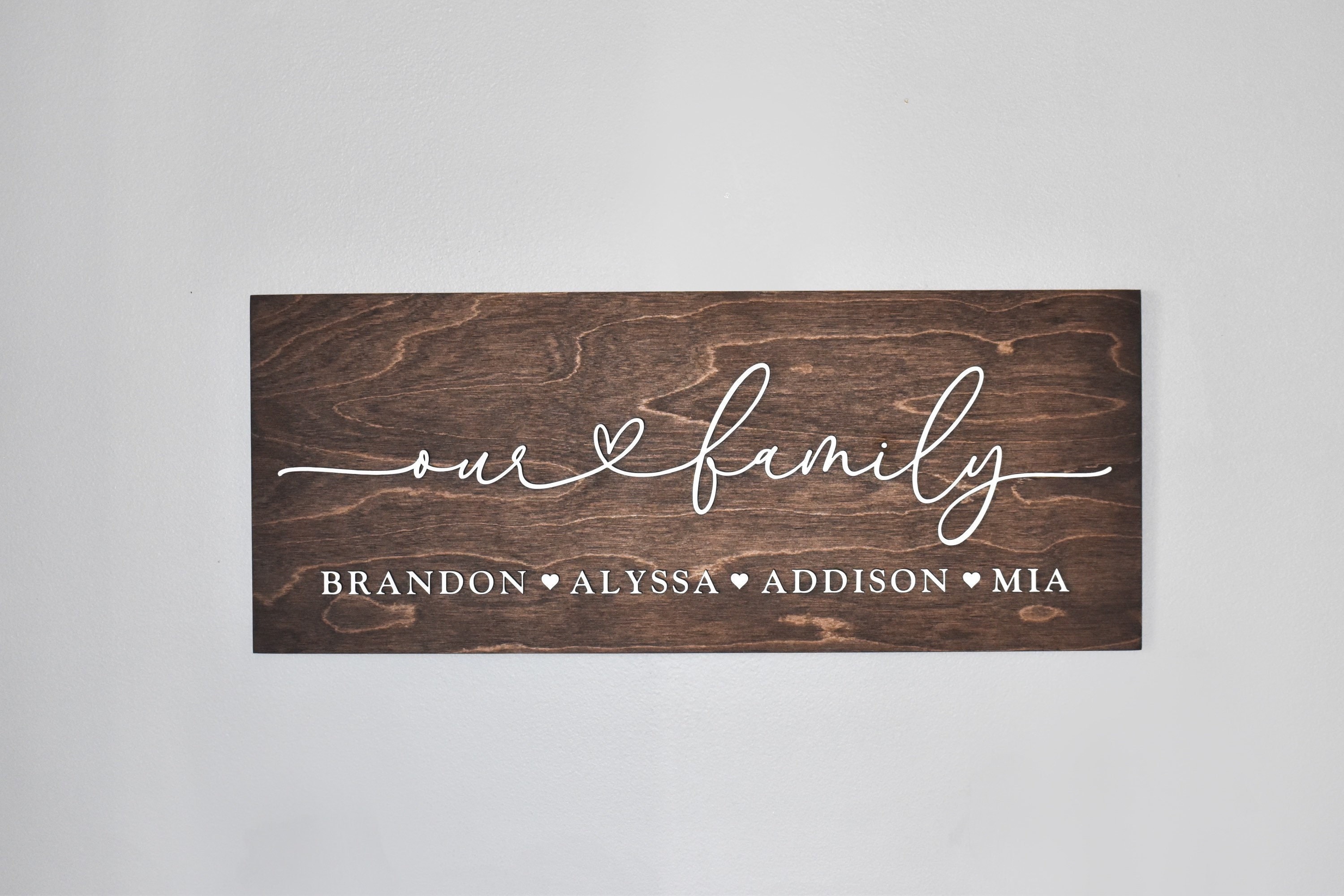 Family Name Sign Connected Heart Our Family Sign Custom Wood - Etsy