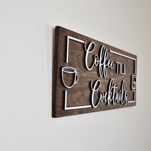 Coffee Till Cocktails Sign, Coffee Bar Sign, Pallet Sign, Custom Wood ...