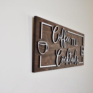 Coffee Till Cocktails Sign, Coffee Bar Sign, Pallet Sign, Custom Wood ...