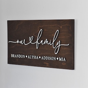 Family Name Sign, Connected Heart Our Family Sign, Custom Wood Sign, 3D ...